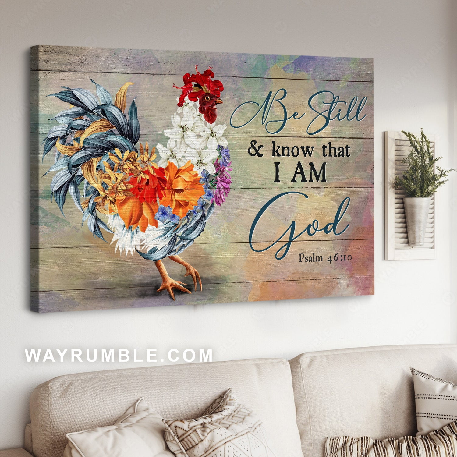 Rooster, Flower art, White lily, Hibiscus flower, Be still I am God ...