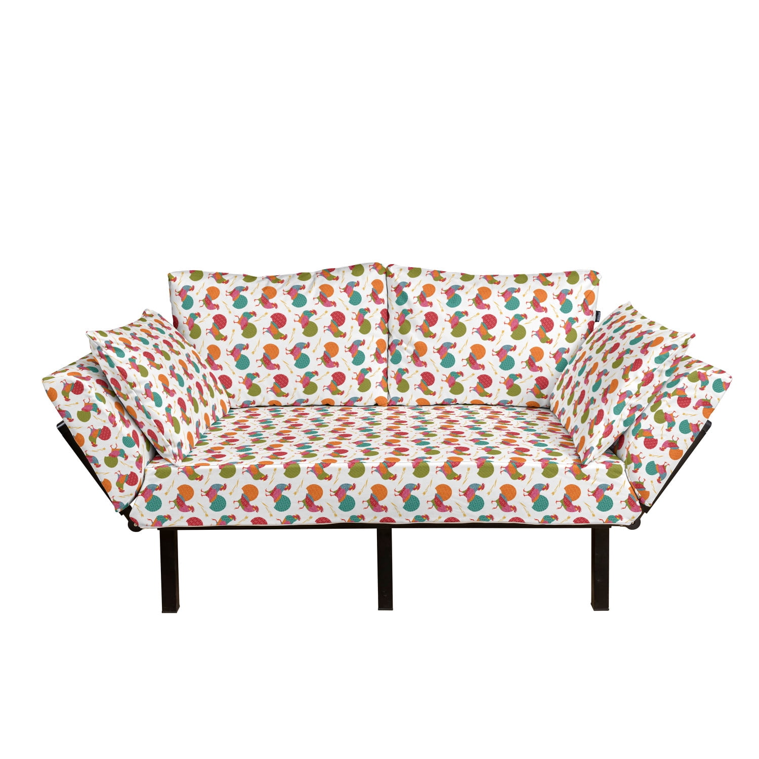 Rooster Futon Couch, Farmland Agriculture Themed Composition of ...