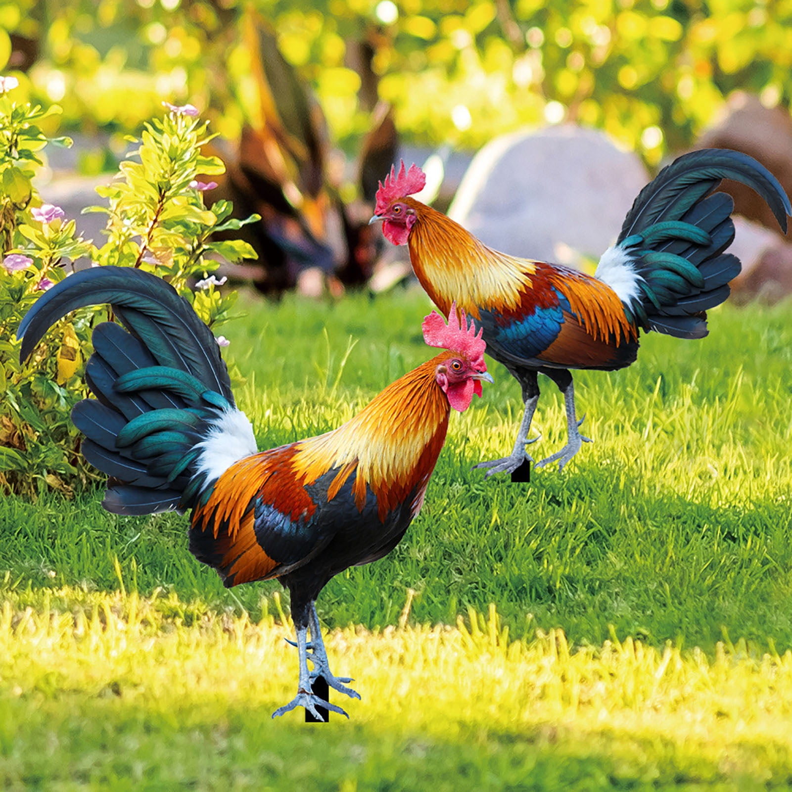 Rooster Garden Stake - Vibrant Finish Mothers Day Chickens Outdoor ...
