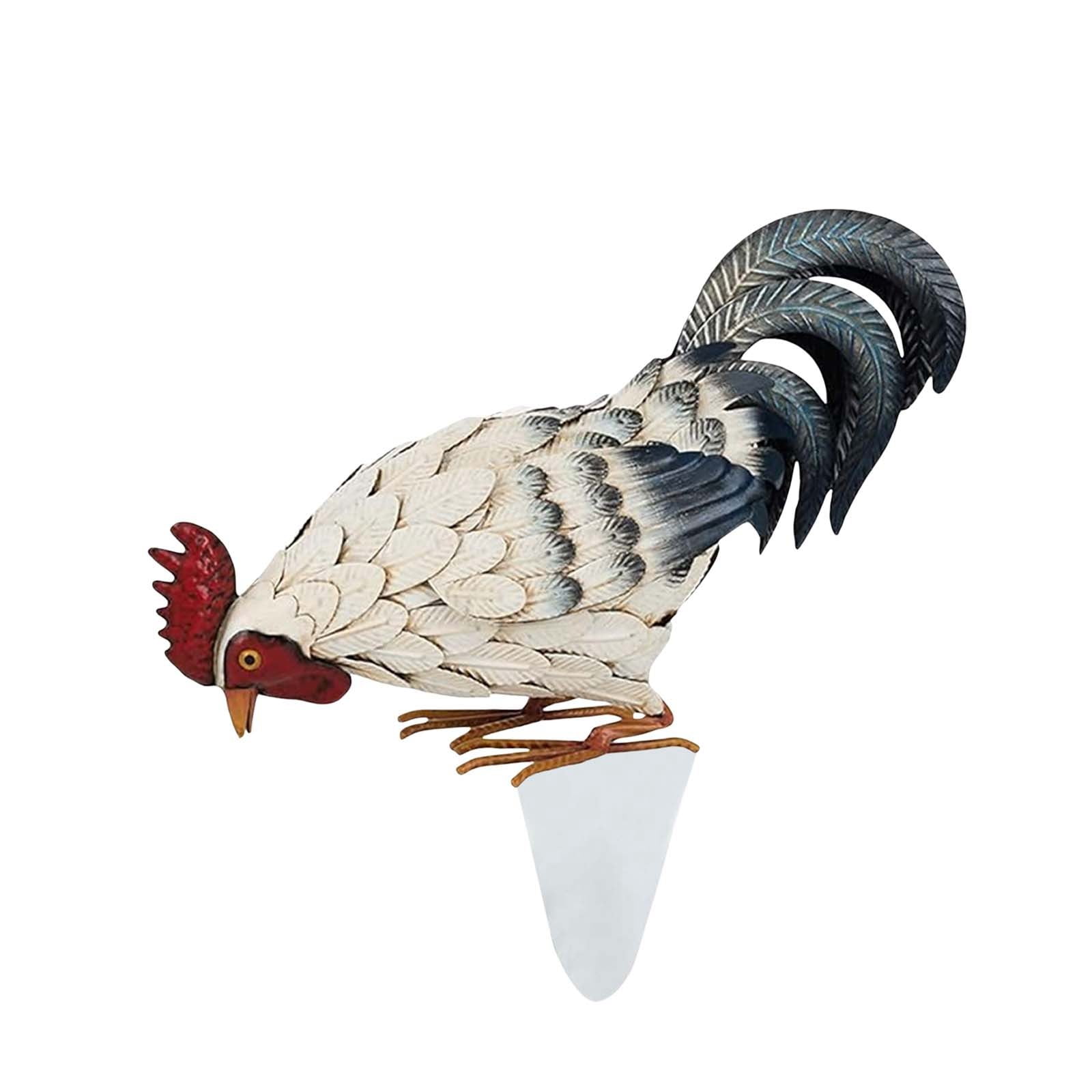 Rooster Garden Statue Flat Wooden Chicken Sculpture Garden Decoration ...
