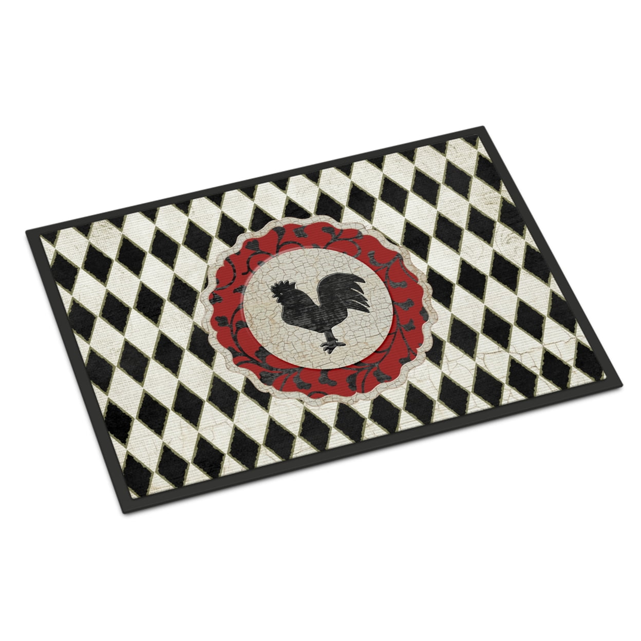Rooster Harlequin Black and white Doormat 24x36 - Walmart.com