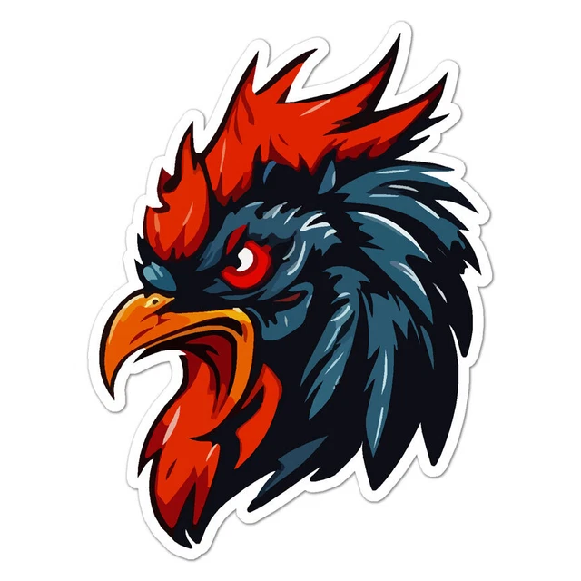 Rooster Head Sticker Indoor Outdoor Phone Decal Water Bottle Stickers ...