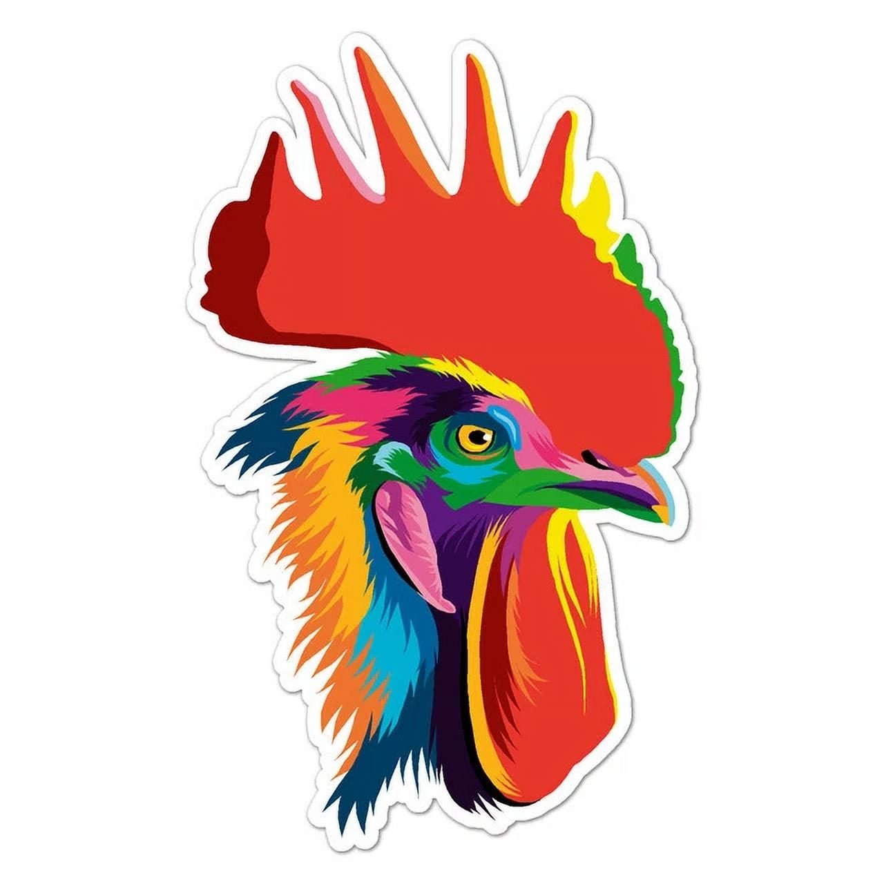 Rooster Head Sticker Indoor Outdoor Phone Decal Water Bottle Stickers ...