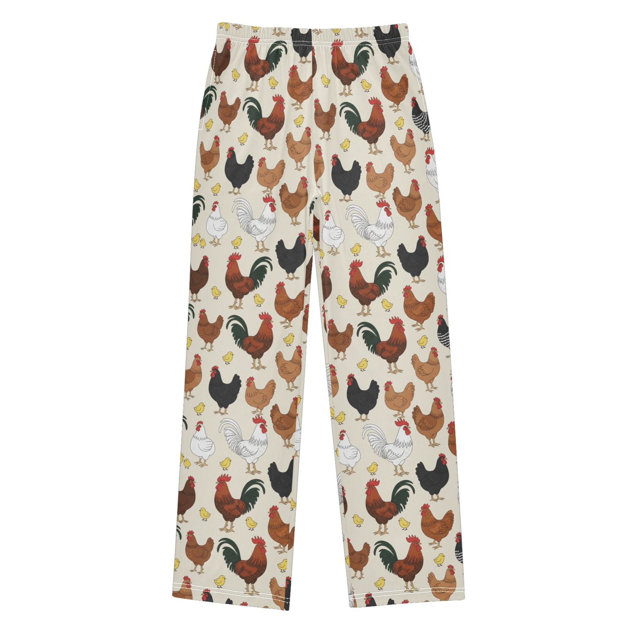 Rooster Hen Chicken Pajama Pants Soft and Lightweight Elastic Waistband ...