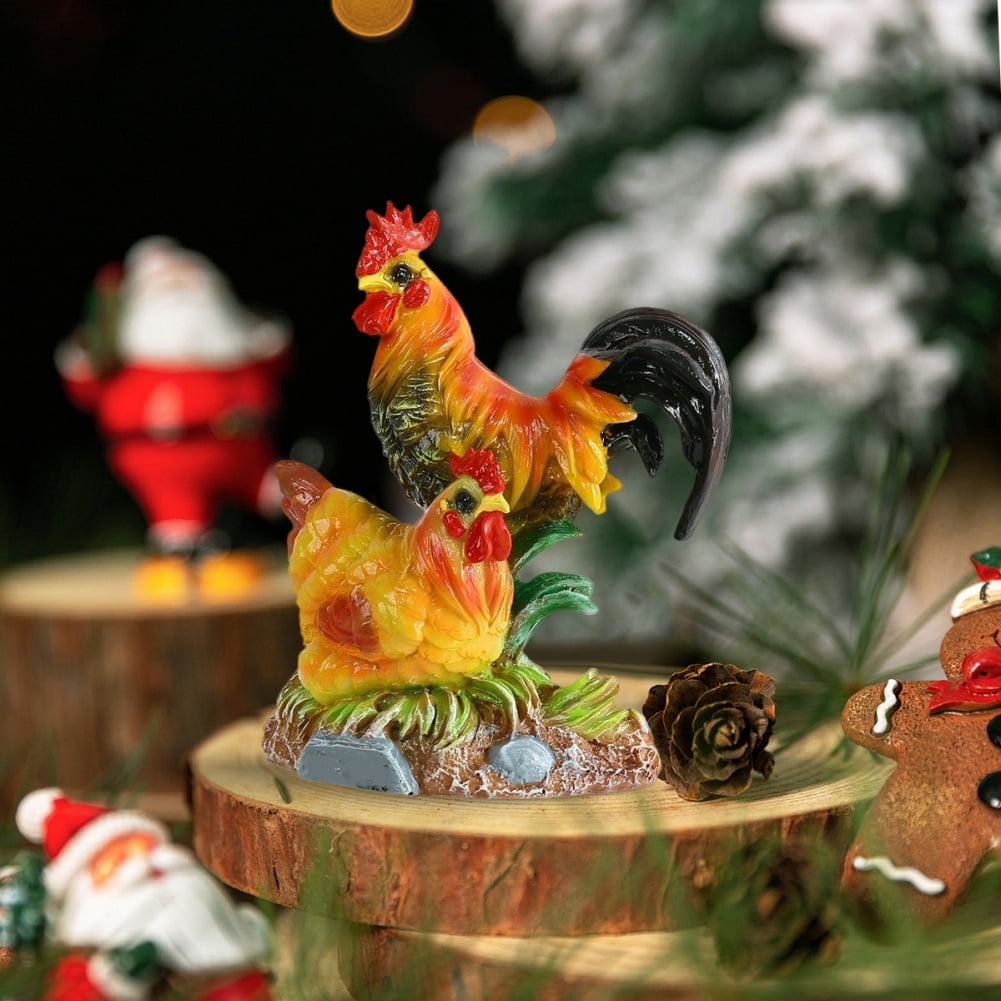 Rooster&Hen Fairy Garden Accessories, Mini Garden Statues for Fairy ...