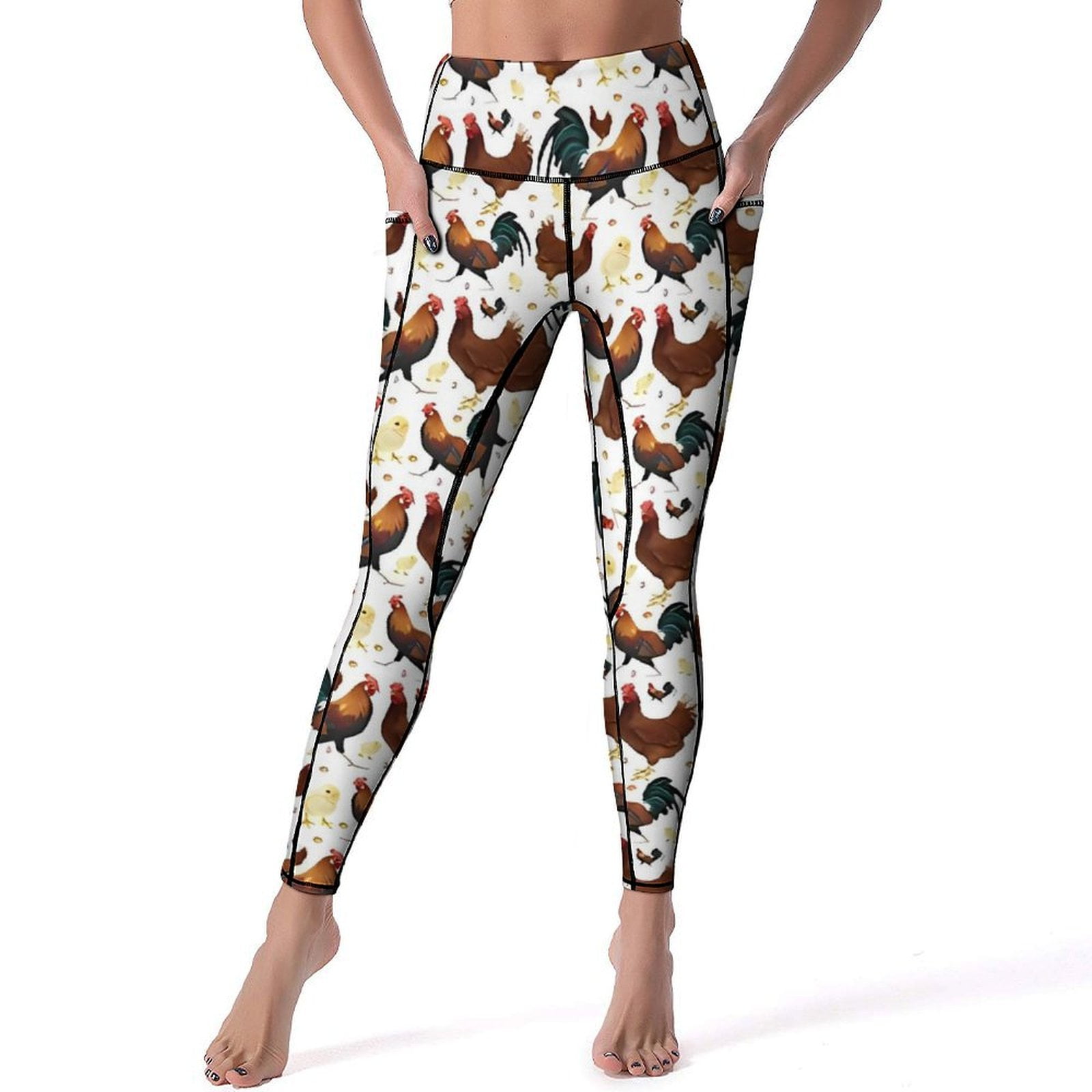 Rooster Hen Yoga Pants Abstract Animal Running Leggings High Waist ...