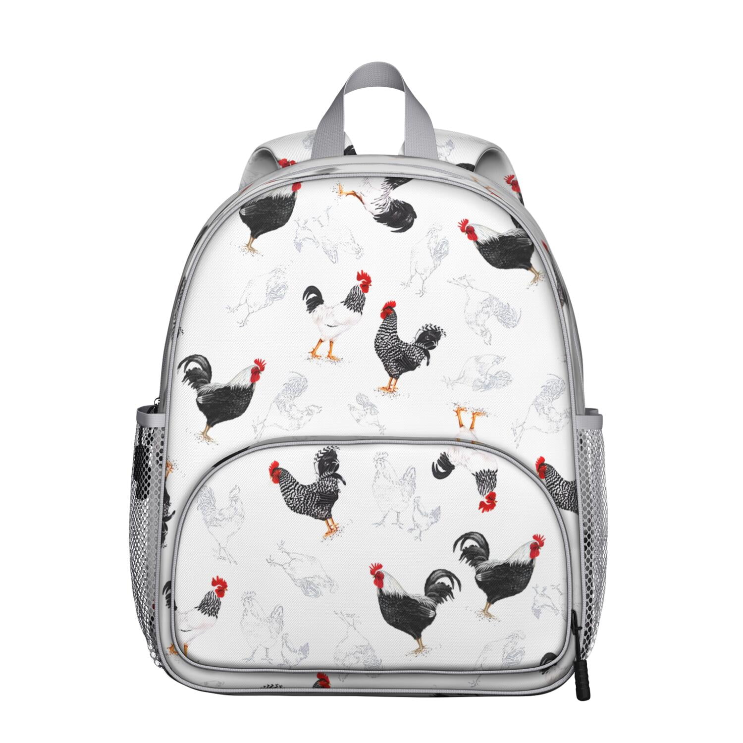 Rooster Illustration Student Backpack – Artistic Chicken Design with ...
