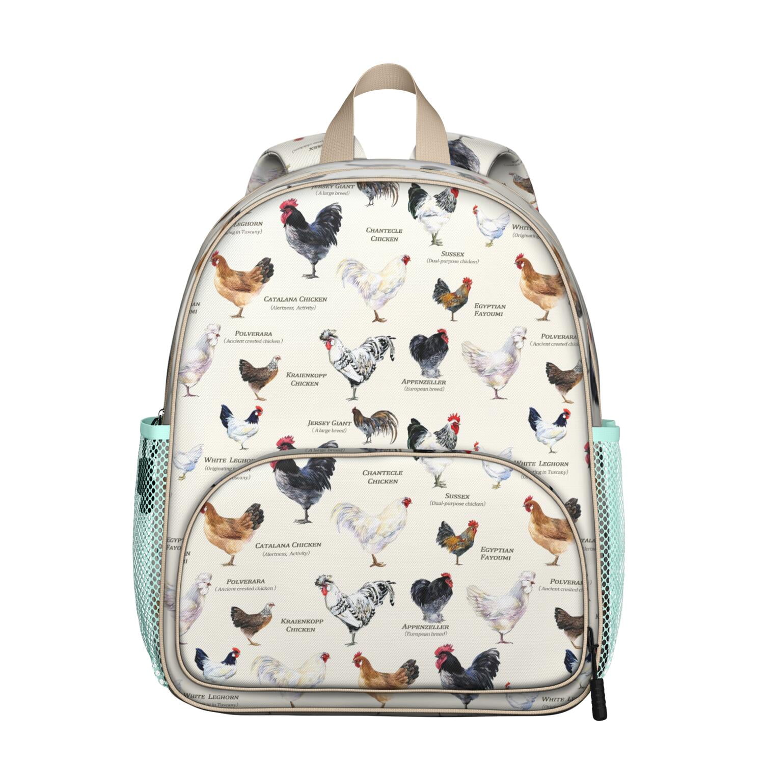 Rooster Illustration Student Backpack – Artistic Chicken Design with ...