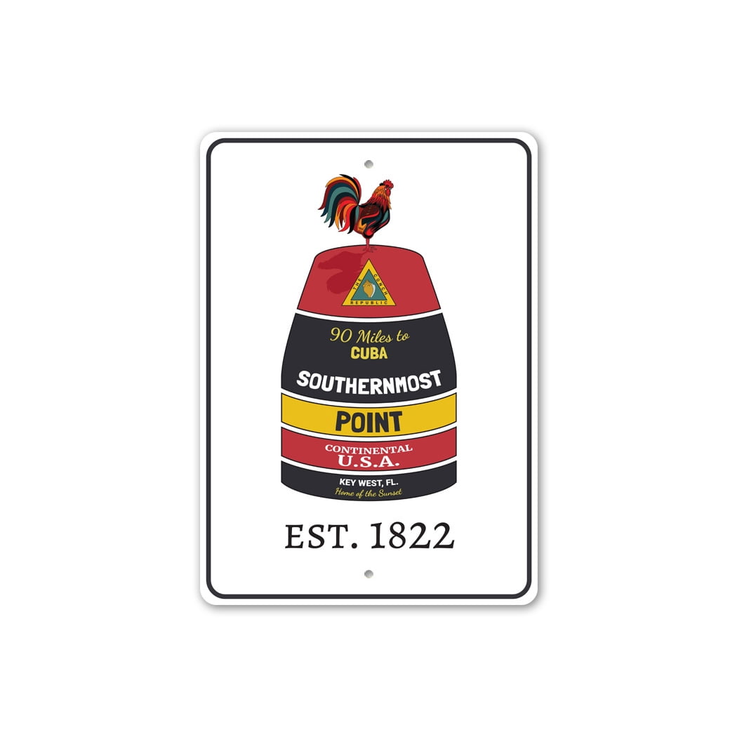 Rooster Key West Aluminum Metal Decor Sign - 10x14 inches - Walmart.com