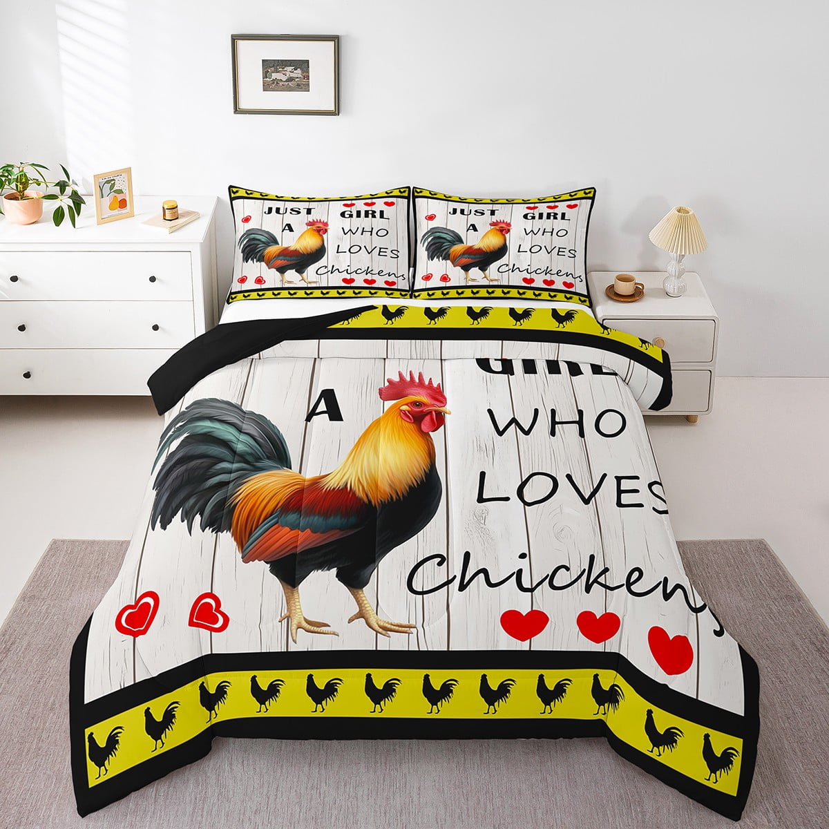 Rooster King Bedding Sets Rustic Farmhouse Animal Comforter Set Chicken ...