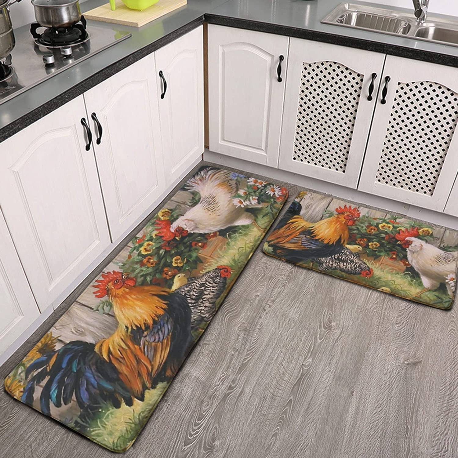 Rooster Kitchen Mat Set of 2 Anti Fatigue Kitchen Rug Sets Comfort ...