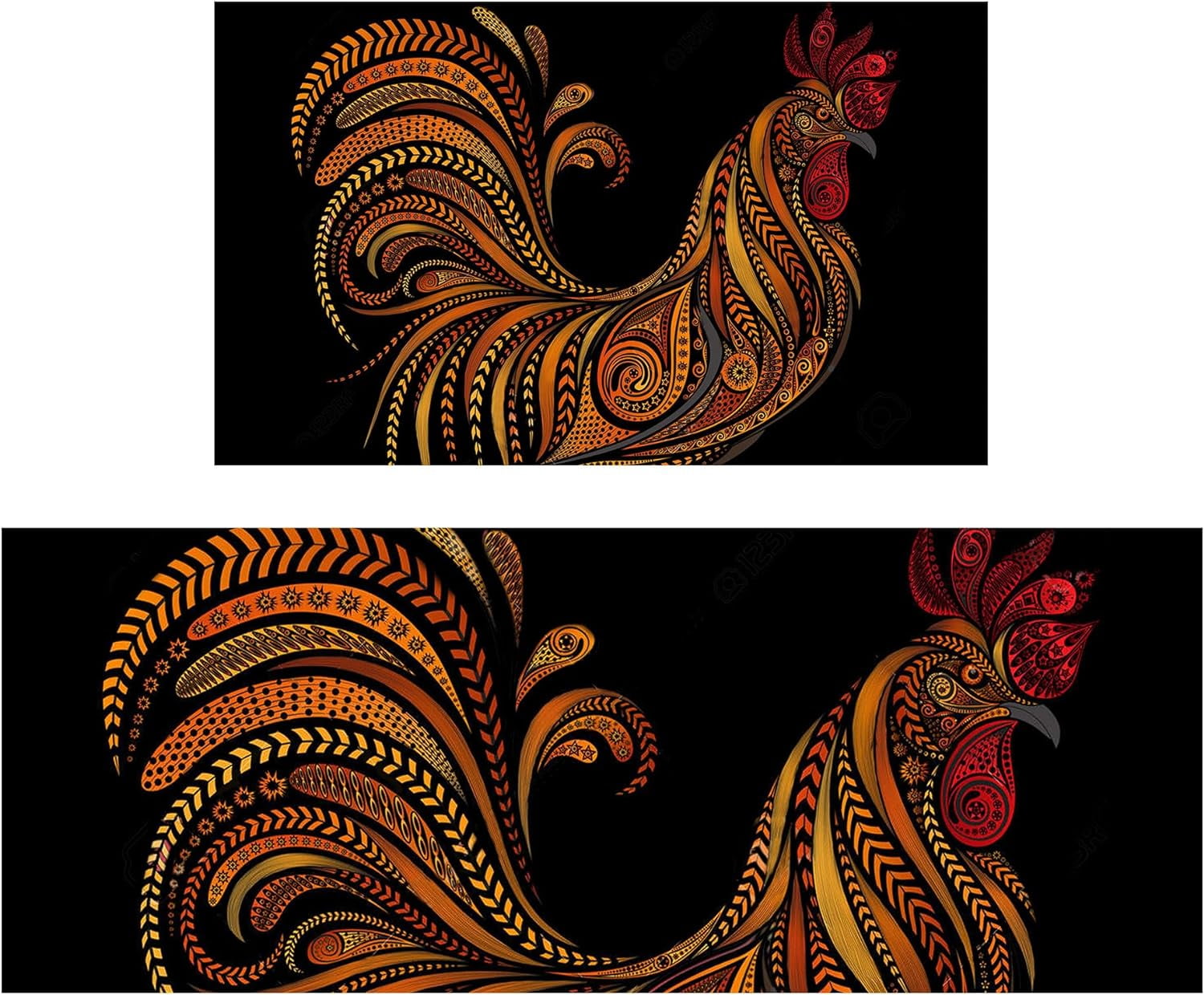 Rooster Kitchen Rug Kitchen Mat Set of 2, Farmhouse Decor for Kitchen ...
