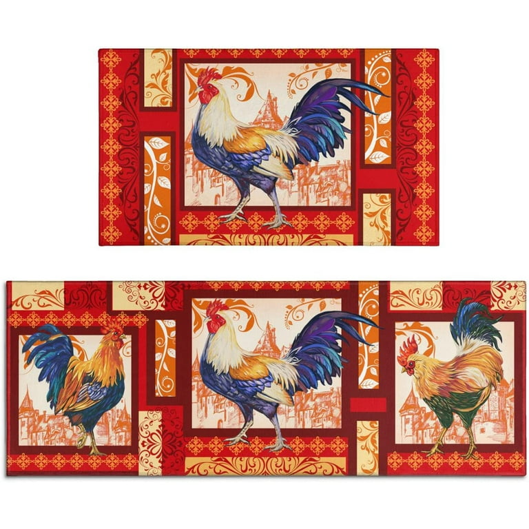 Rooster Kitchen Rug Sets ACHIM Rooster 18 In. X 30 In. Anti Fatigue