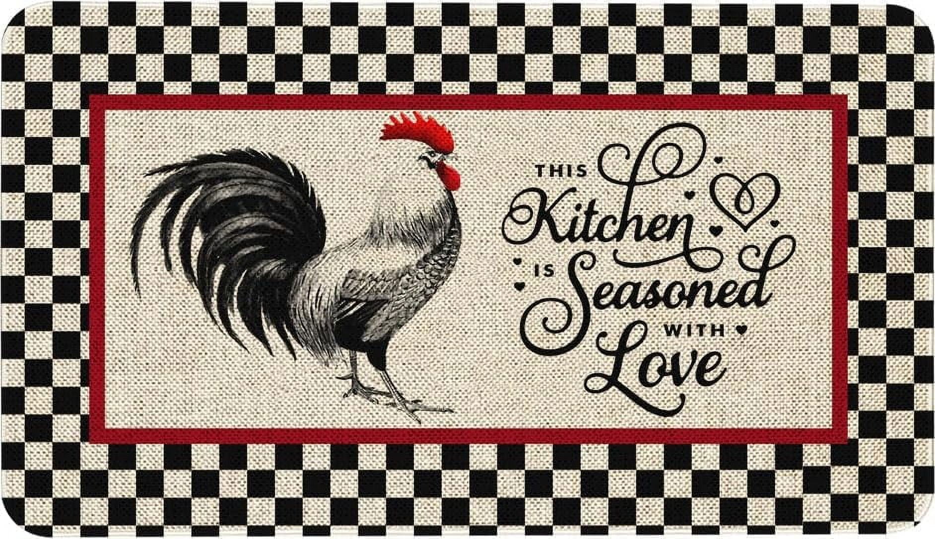 Rooster Kitchen Rug Sets 2 Piece Farmhouse Kitchen Mats for Floor Non ...