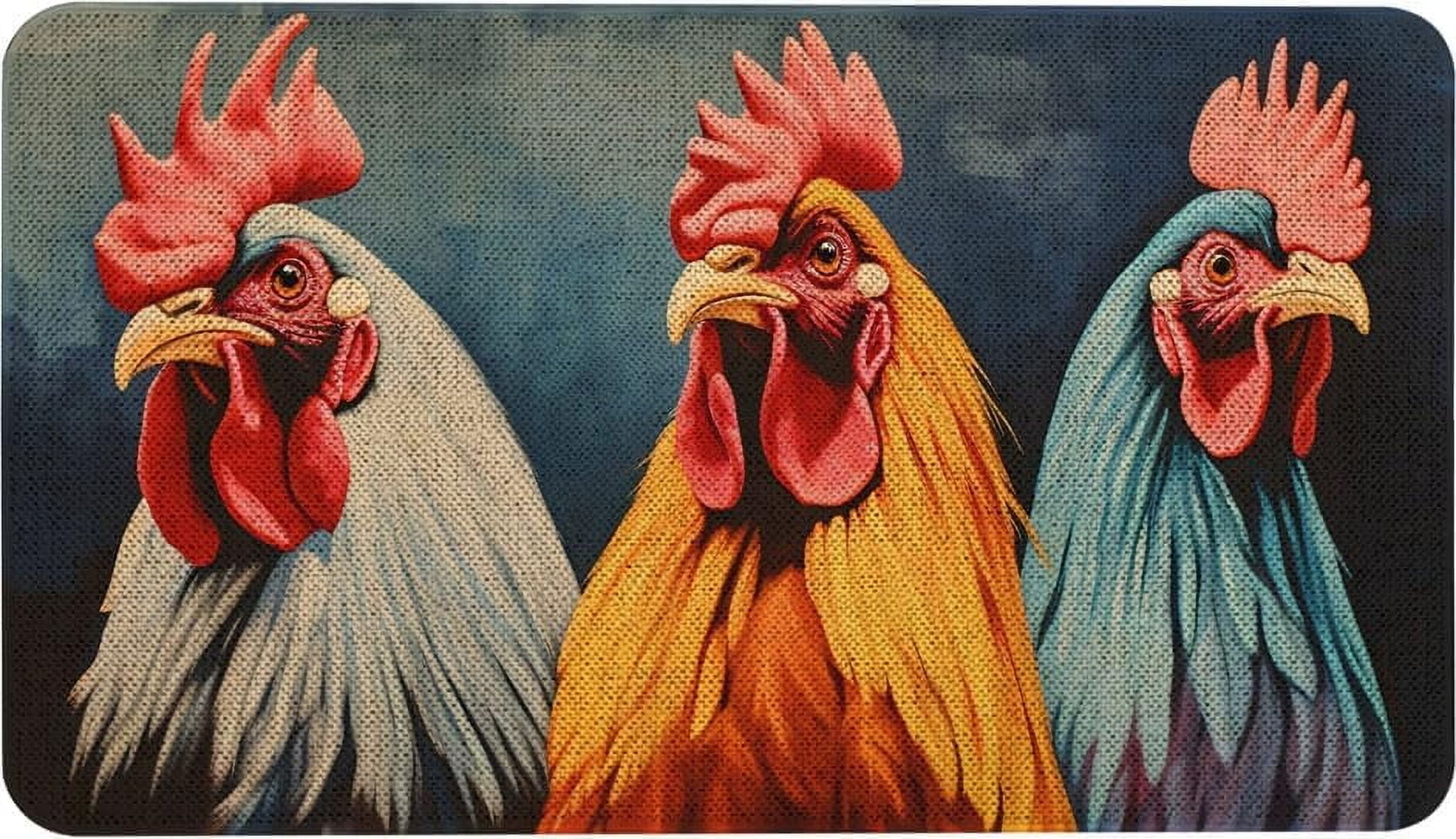 Rooster Kitchen Rug Sets 2 Piece Farmhouse Kitchen Mats for Floor Non ...