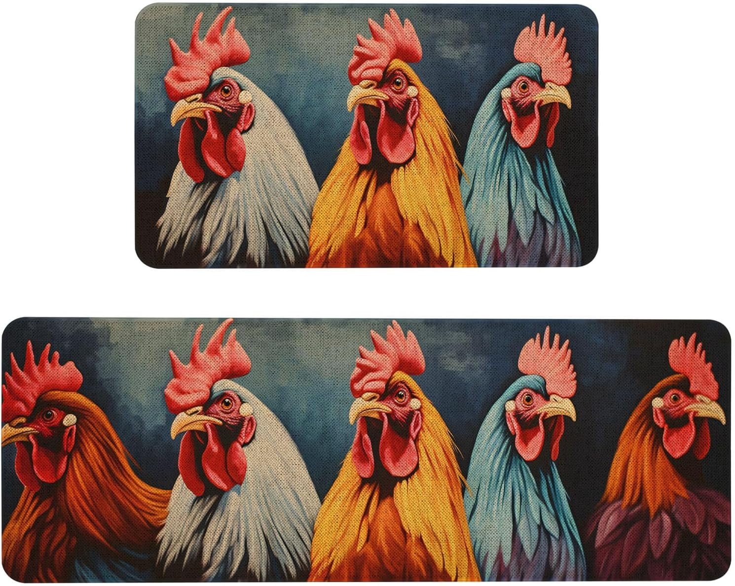 Rooster Kitchen Rug Sets 2 Piece Farmhouse Kitchen Mats for Floor Non ...
