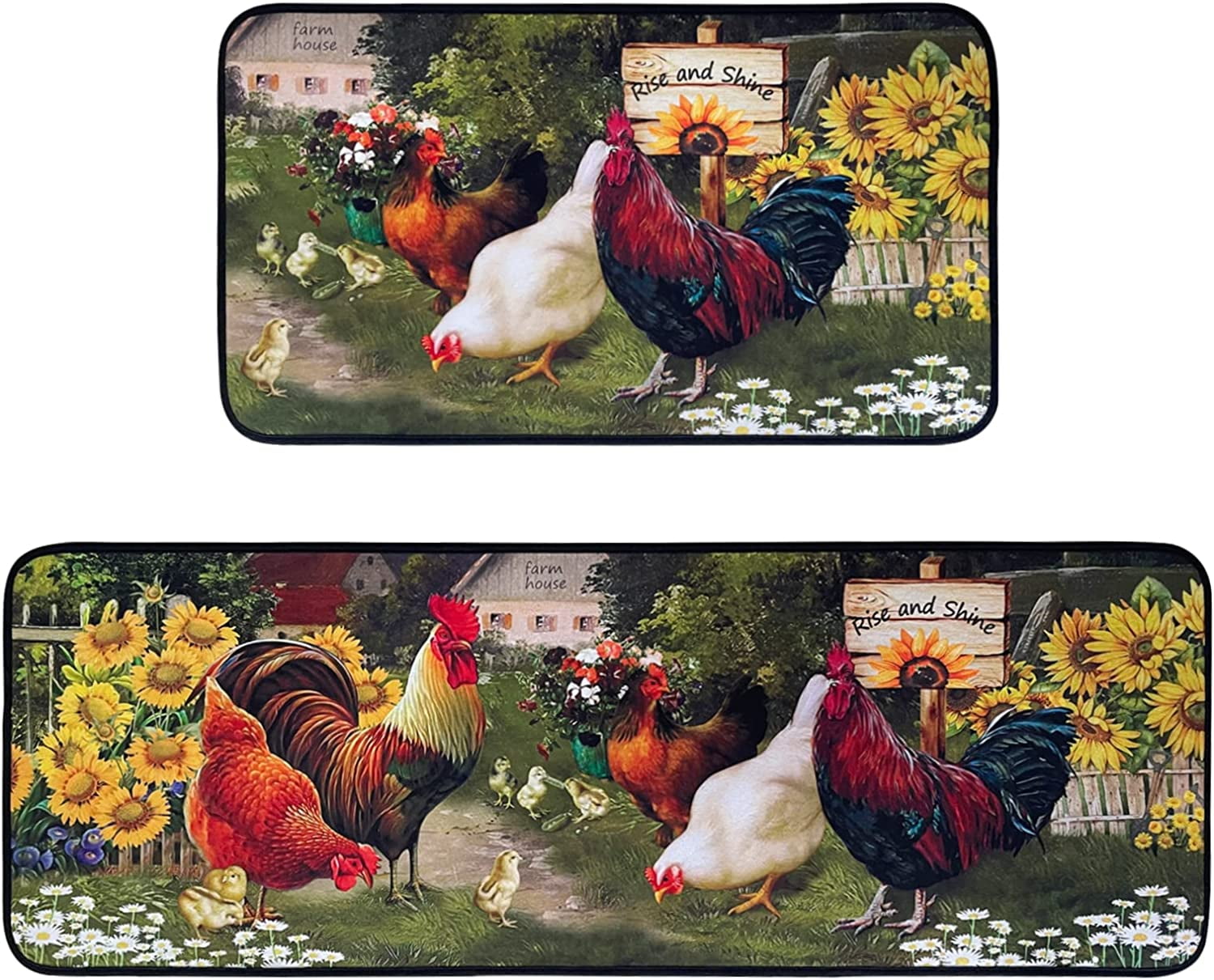 Rooster Kitchen Rugs,Non Skid Washable Microfiber mats for Kitchen ...
