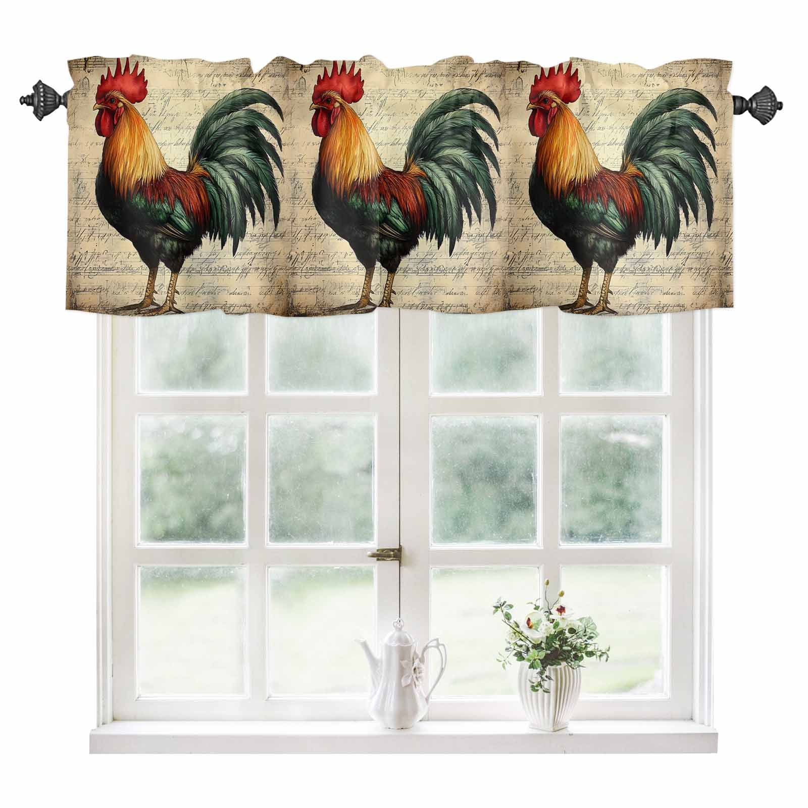 Rooster Kitchen Valances for Windows 60x18 Inch Kitchen Curtains ...