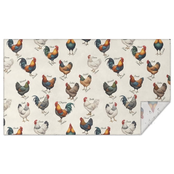 Rooster and Label Cream Pattern Waterproof Tablecloth, Rectangular ...