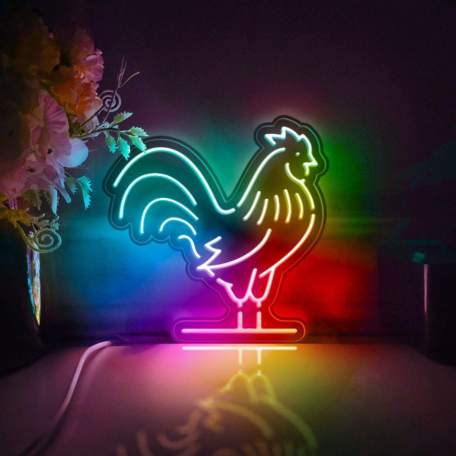 Rooster Led Light Box, Dimmable Neon-Like Light Signs USB Power for ...