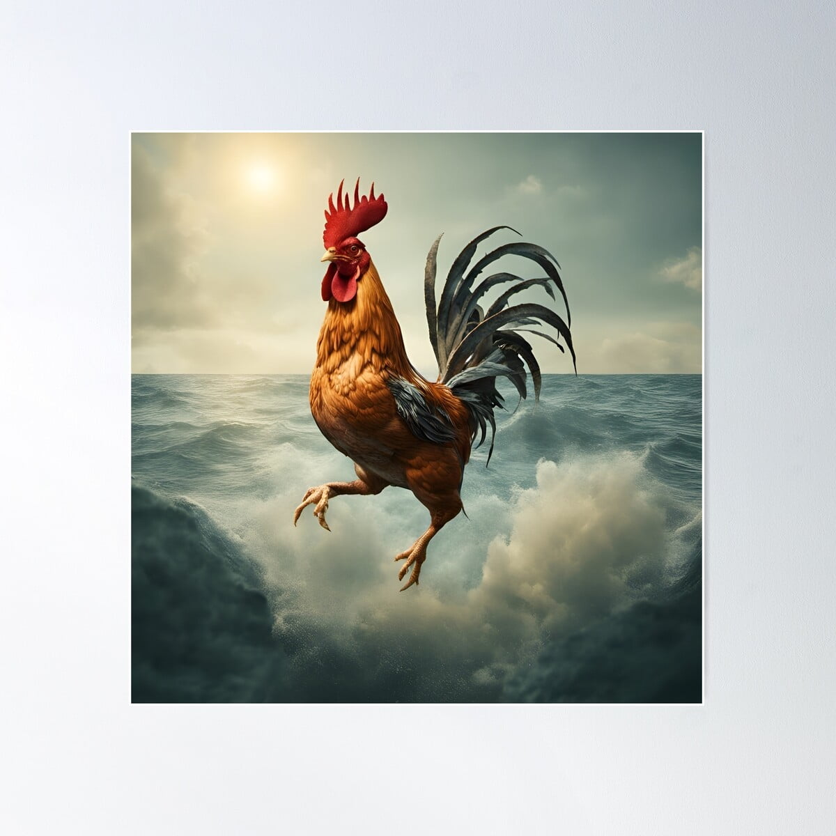 Rooster Of The Sea Poster Wall Art, Modern Wall Decor For Living Room ...