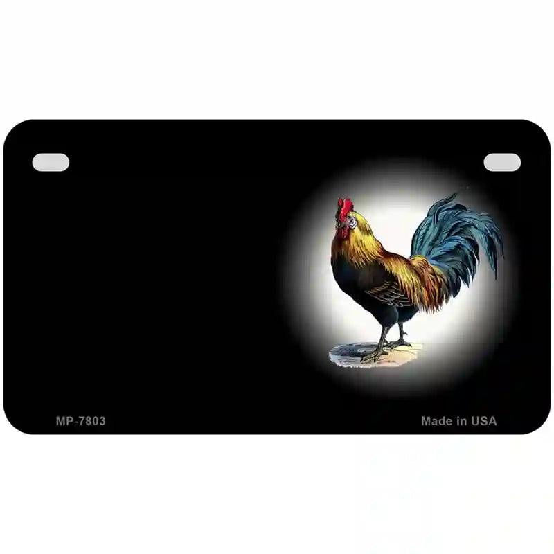 Rooster Offset Black Metal Novelty License Plate 7" x 4" Motorcycle (MP ...