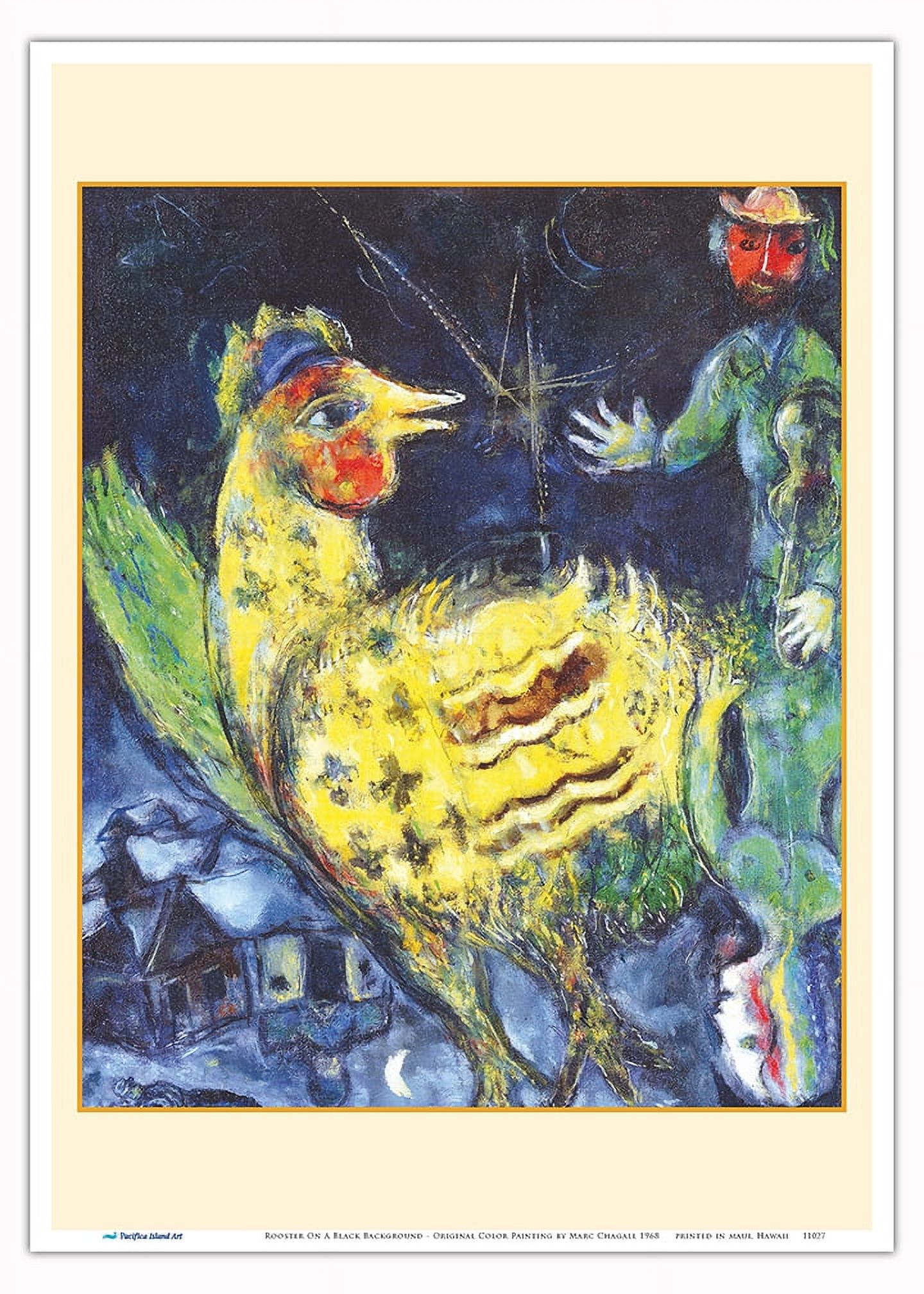 Rooster On A Black Background - From an Original Color Painting by Marc ...