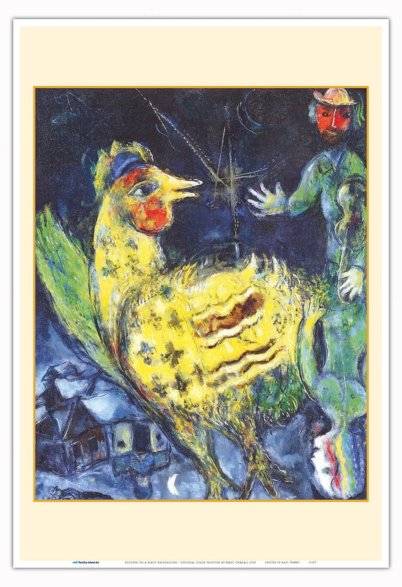 Rooster On A Black Background - From an Original Color Painting by Marc ...