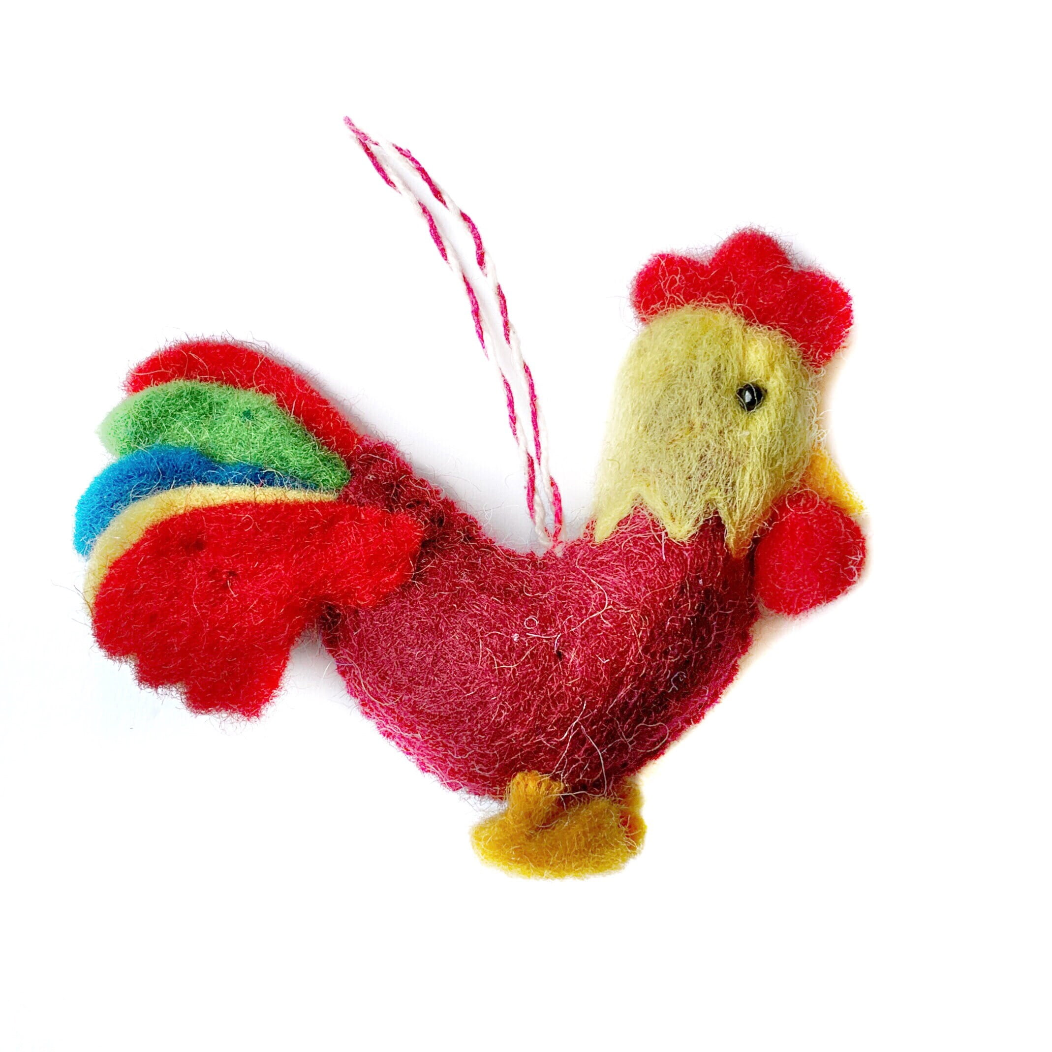 Rooster Ornament - Felt Wool Chicken Fair Trade Handmade Christmas ...