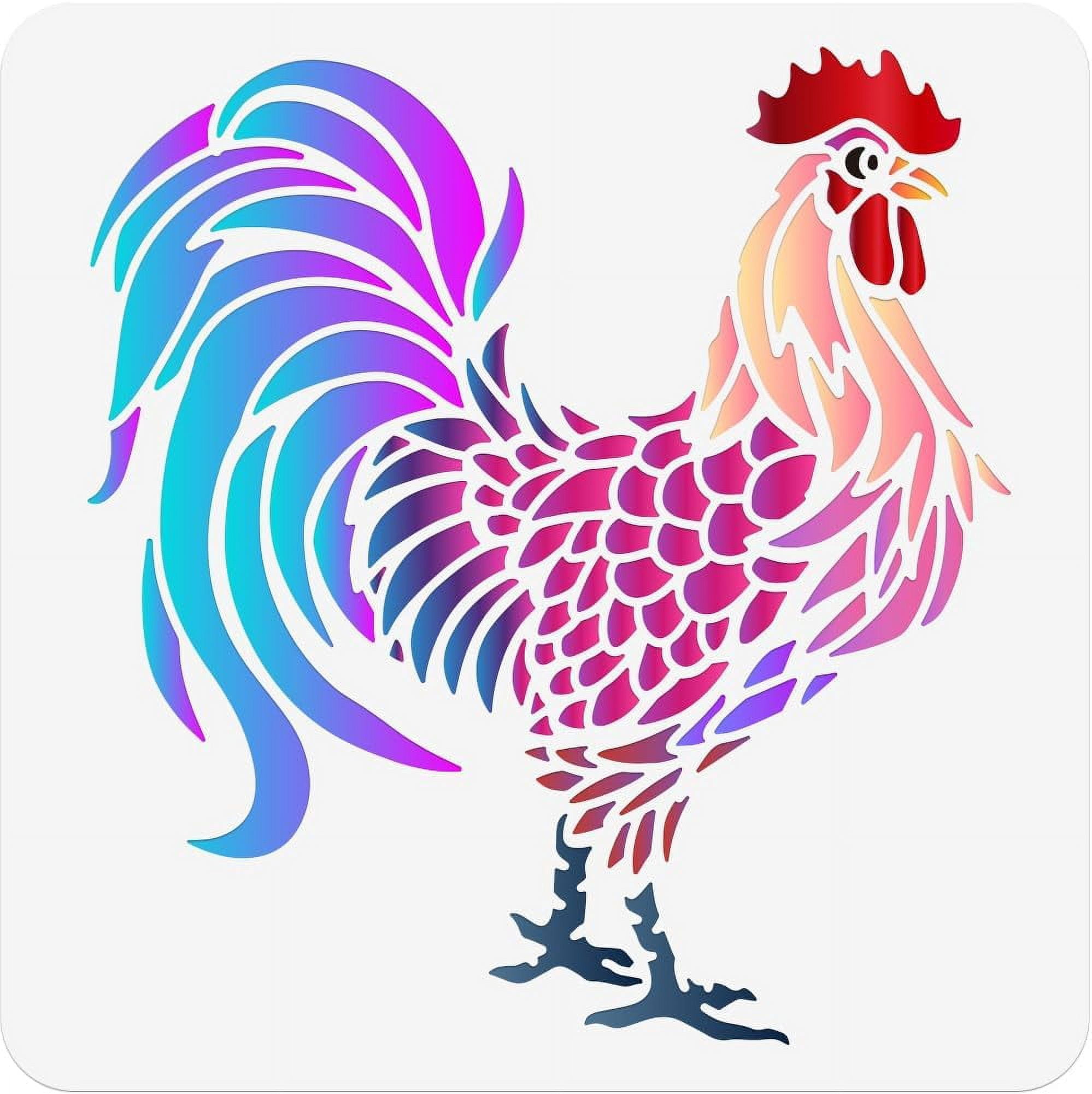 Rooster Painting Stencil 11.81x11.81 Inch Reusable DIY Art and Craft ...