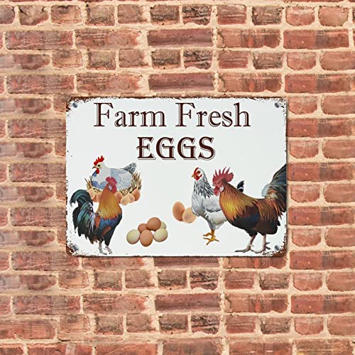 Rooster Poster Shabby Plaque Signs Farm Fresh Eggs Aluminum Sign ...
