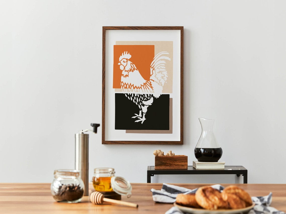 Rooster Print Kitchen Wall Art Kitchen Decor Rooster Print Breakfast ...