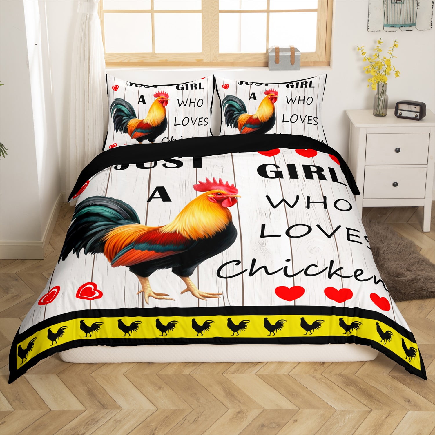 Rooster Queen Duvet Cover Rustic Farmhouse Animal Bedding Sets Chicken ...
