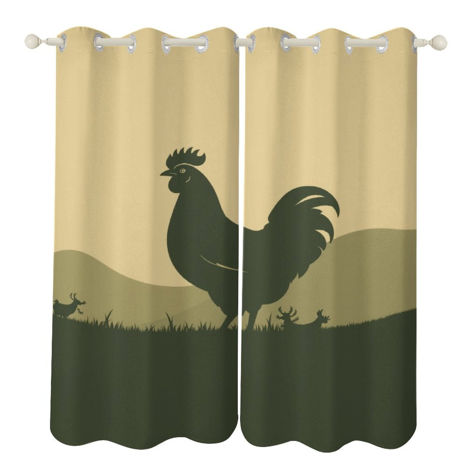 Rooster Rural Scene Curtain for Living Room Bedroom Set Design High ...