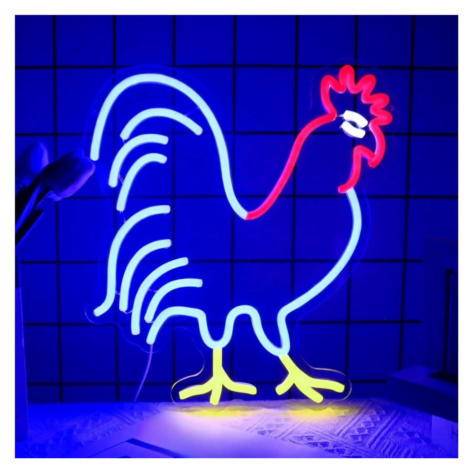 Rooster Sign Lamp, Dimmable LED Neon Sign For Wall, Room Party, Shop ...