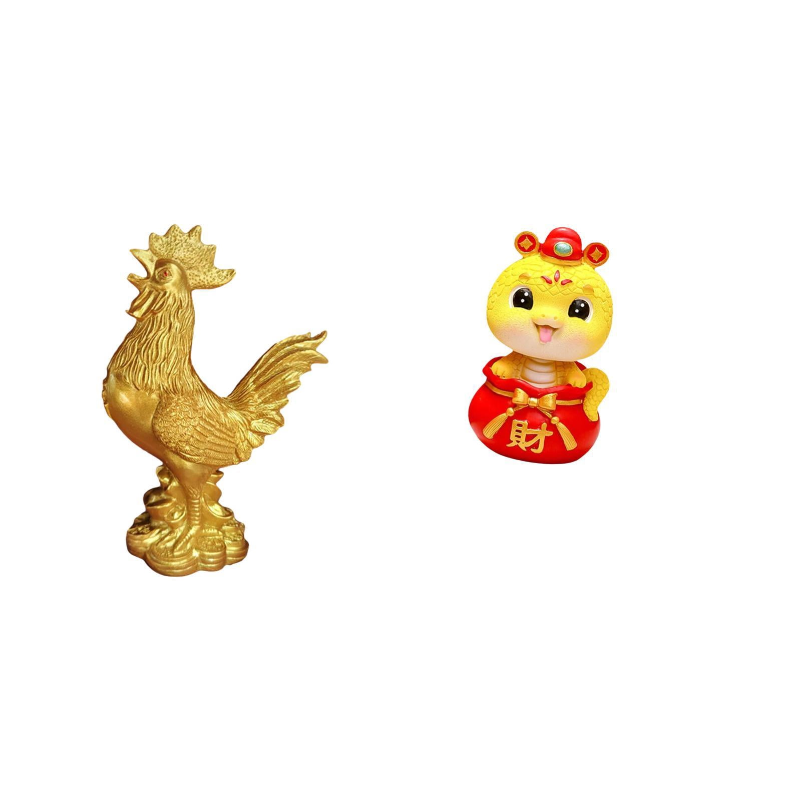 Rooster Statue Snake Ornament Chicken Figurine Durable Resin Craft for ...