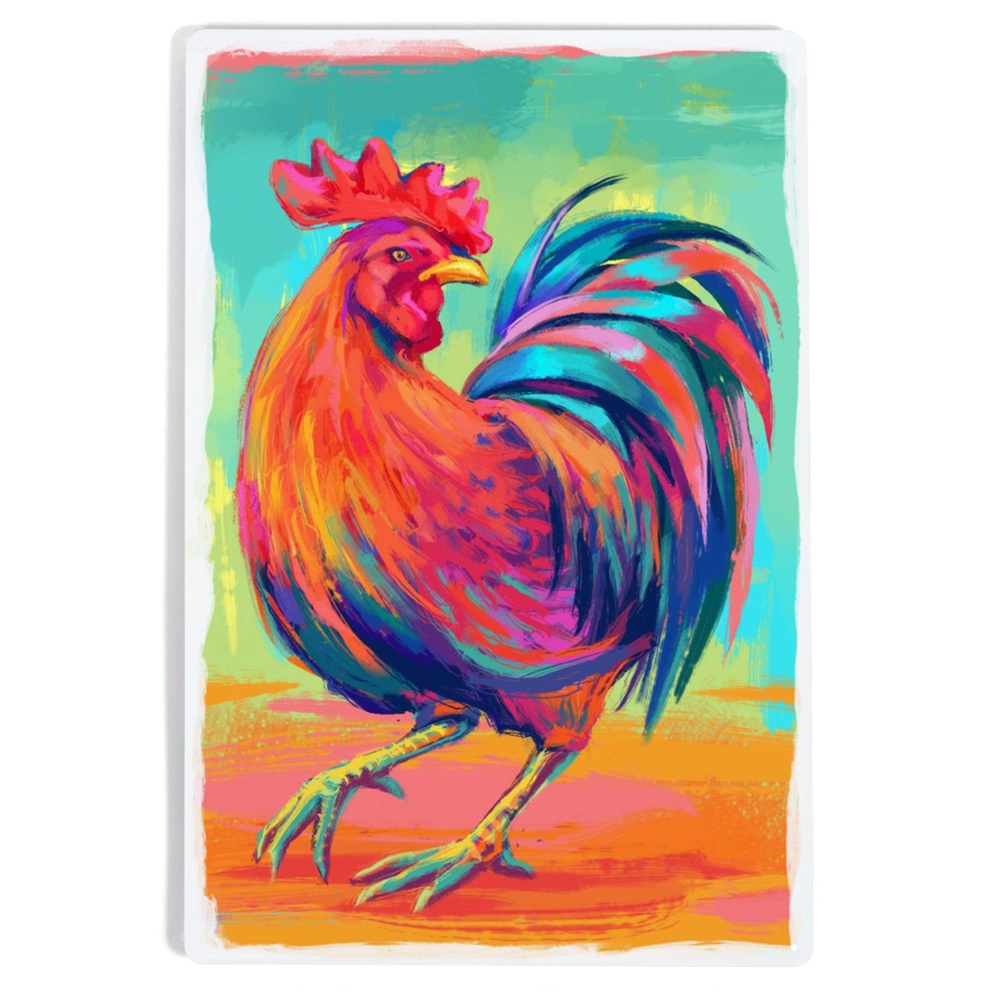 Rooster Vivid 12x18 Aluminum Art Indoor Outdoor Metal Sign Decor