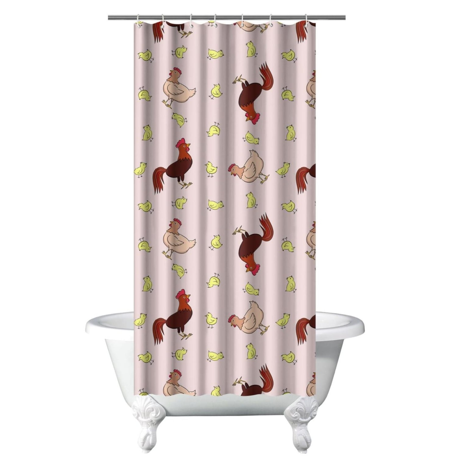 Rooster & Wildflowers Shower Curtain - Waterproof Rustic Bathroom Drape ...
