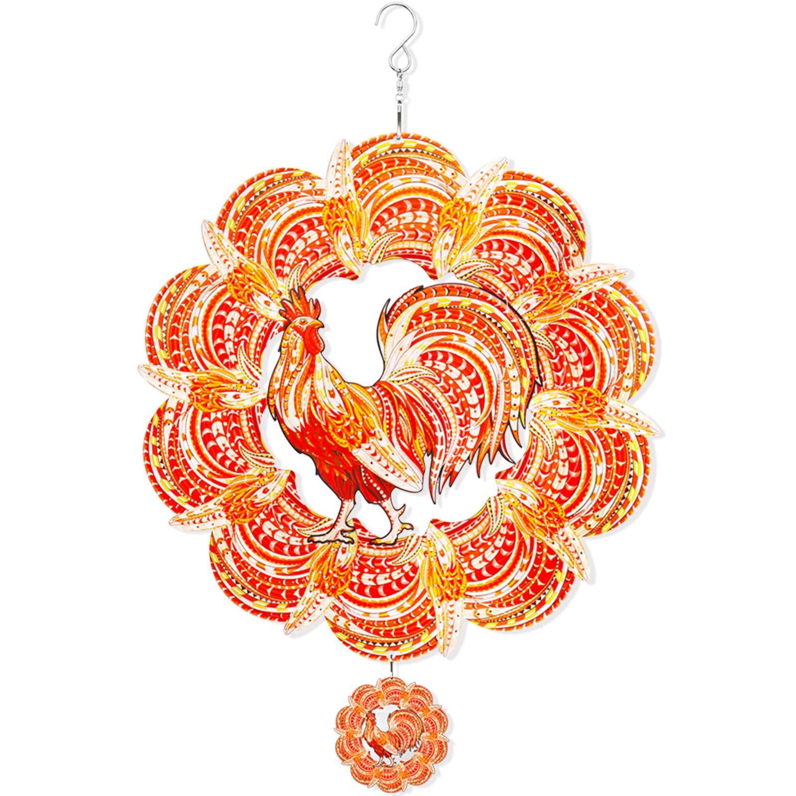 Rooster Wind Spinner AJH3 Hanging, 3D Wind Spinners Outdoor Garden ...