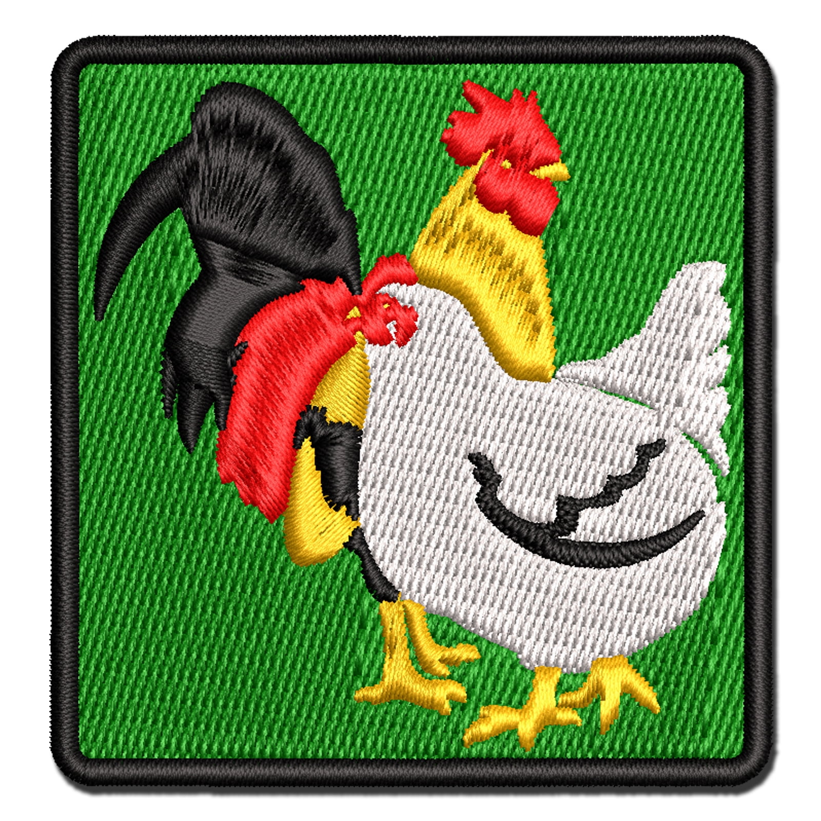 Rooster and Hen Chicken Couple Applique Multi-Color Embroidered Hook ...