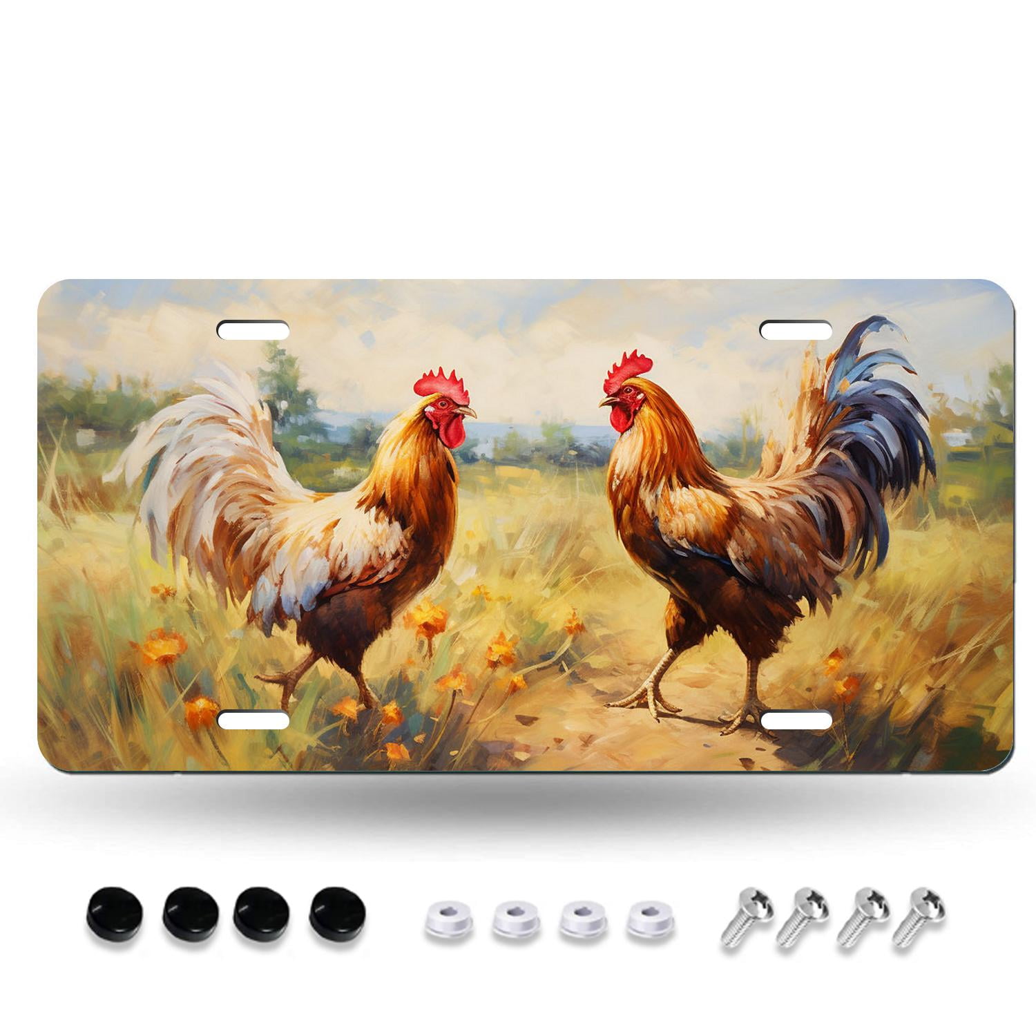 Rooster and chickens Elegant Plate Cover, Decorative Aluminum Novelty ...