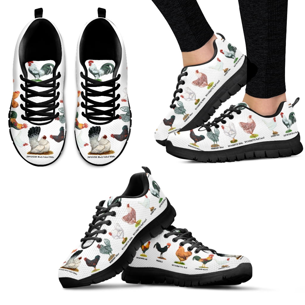 Rooster/hen/chick Design Luxury Fashion Sneakers White Lightweight Lace ...