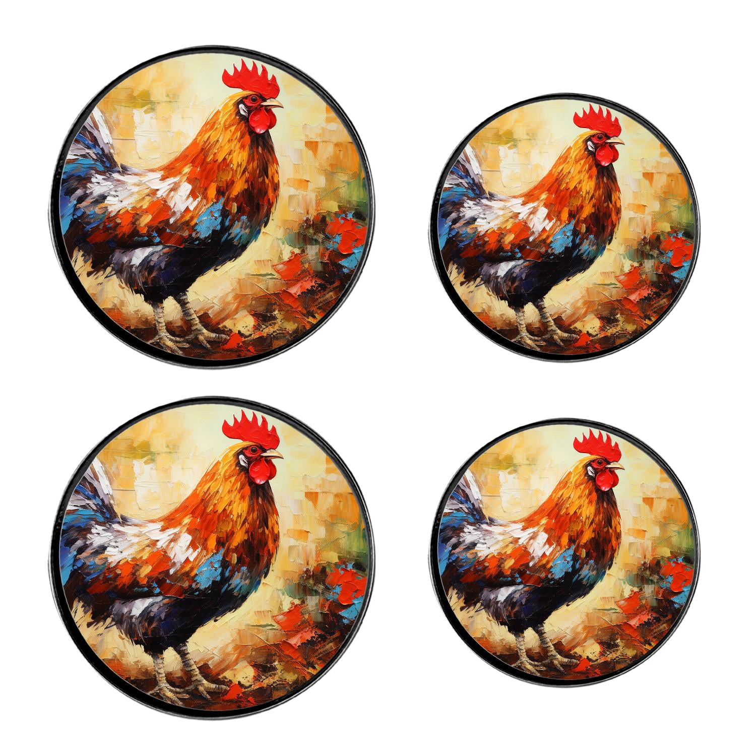 Rooster in a Colored Background Picture Stove Burner Covers Set,Gas ...