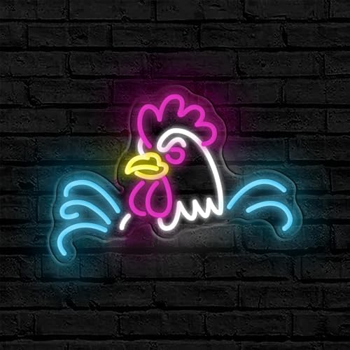 Rooster neon sign for wall decoration, Rooster Chicken LED light up ...