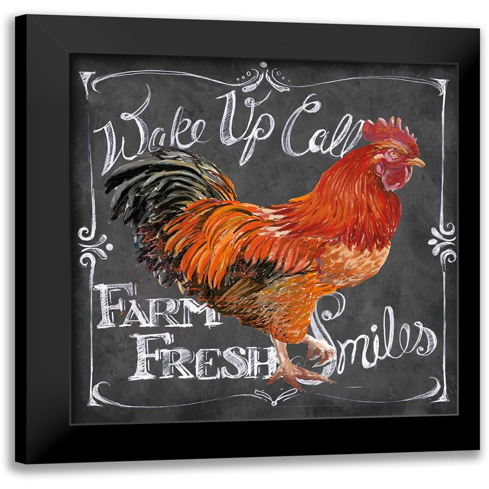 Rooster on Chalkboard II 15x15 Black Modern Framed Museum Art Print Titled - Art Licensing ...