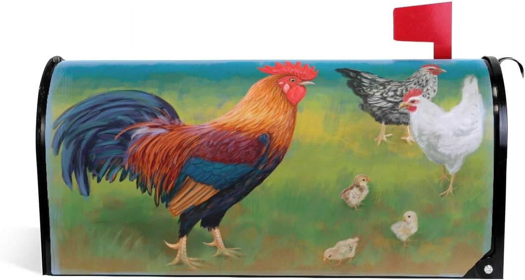 Rooster with Chickens Magnetic Mailbox Cover Standard Size for Garden ...