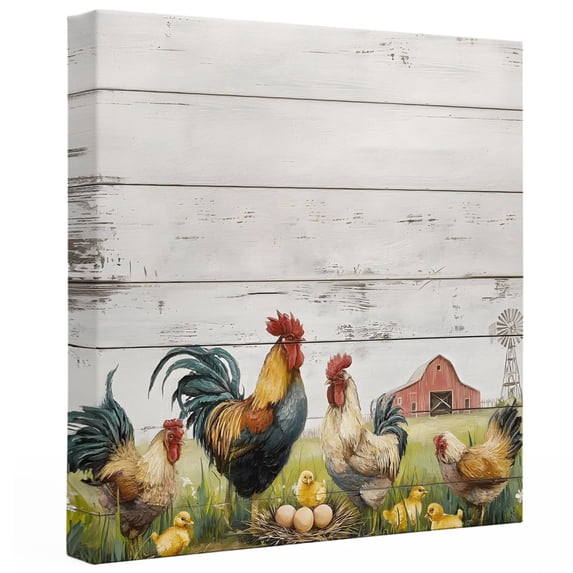 Roosters Hens Canvas Wall Art for Living Room, Farmhouse Rustic Country ...
