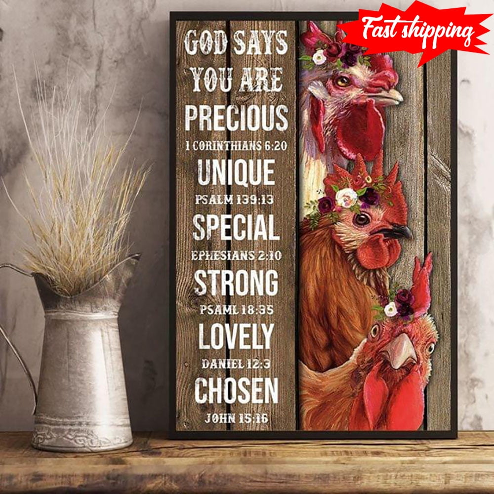 Roosters With Floral Crowns God Says You Are Precious Unique Special ...