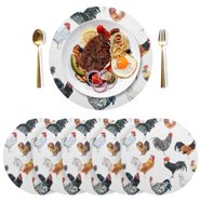 Sunflowers on Yellow Round Plate Mats Non-Slip Place Mat Washable PVC ...