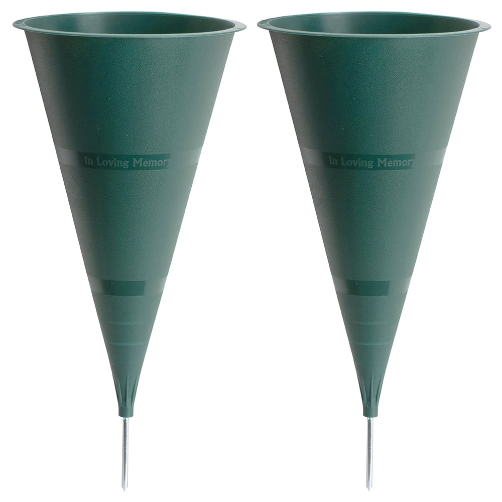 Root & Vessel Cemetery Vase, Green, In Loving Memory Cone, 2-Pack ...